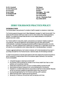 Zero tolerance policy 2020 – Holes Lane Surgery